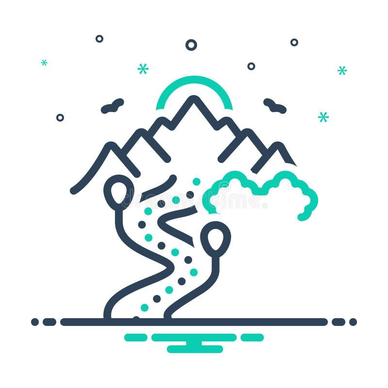 Mix Icon for Trails, Foothpath and Mountain Stock Illustration ...