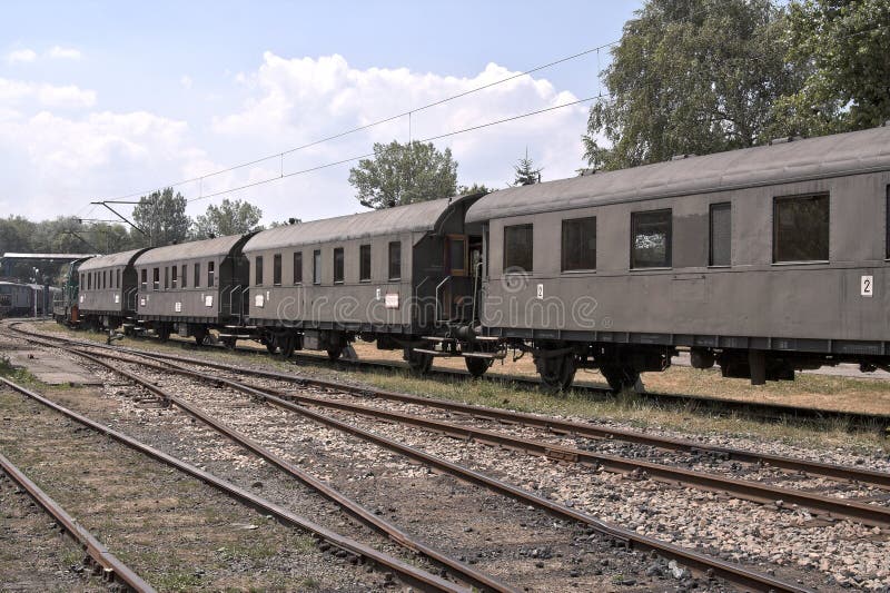 Old Train Cars at Train Station Stock Photo - Image of lorrie ...