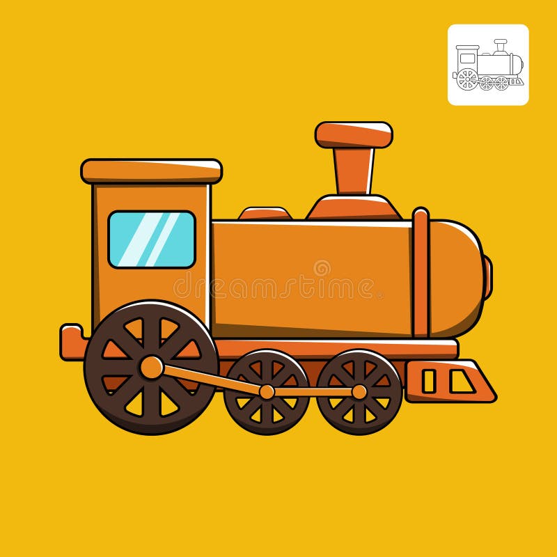 Graphic Old Train Cartoon Illustration Icon in Vector Shape. Stock ...