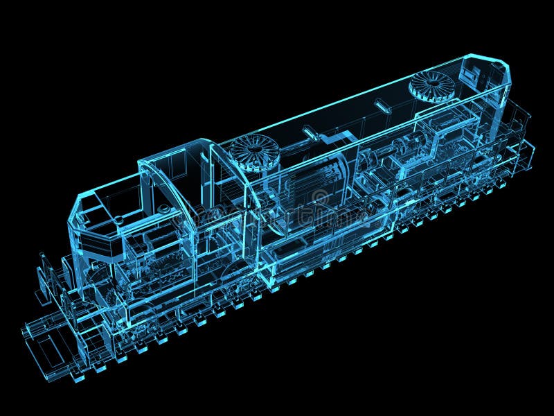 Train 3D rendered blue stock illustration. Illustration of single ...