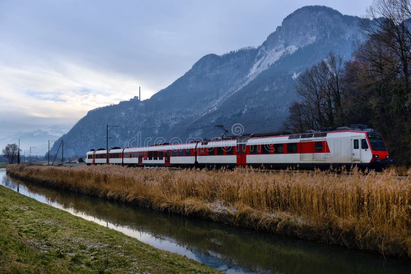 Train through the Alps stock image. Image of stream, engine - 2515765
