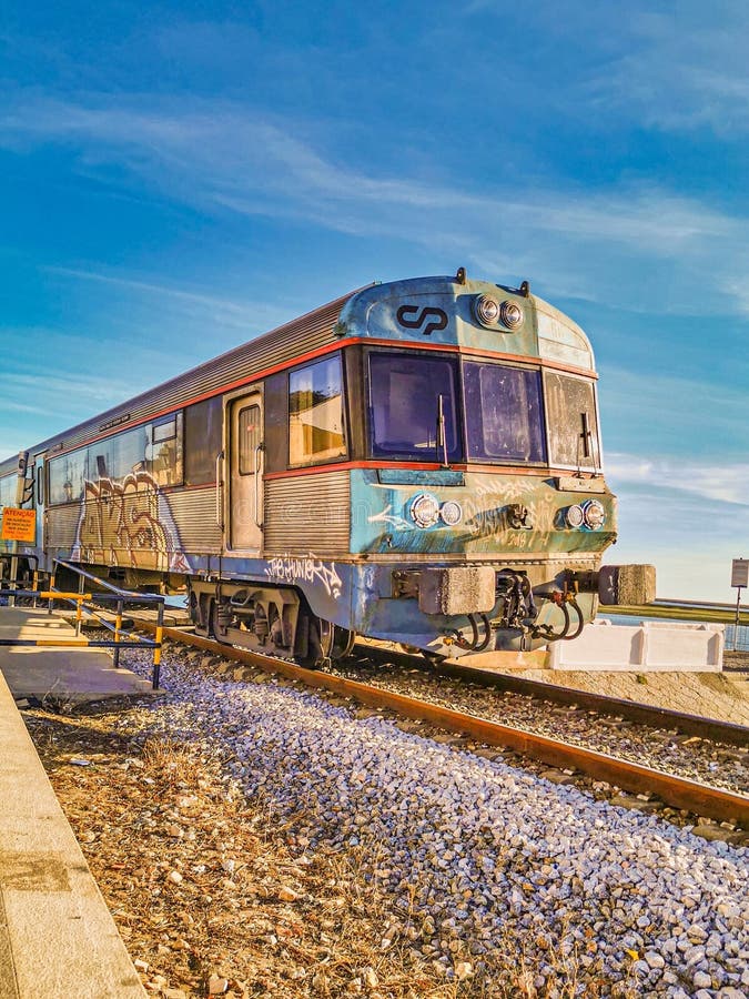 Train Approaching on the Railway in Faro Portugal Editorial Stock Image ...