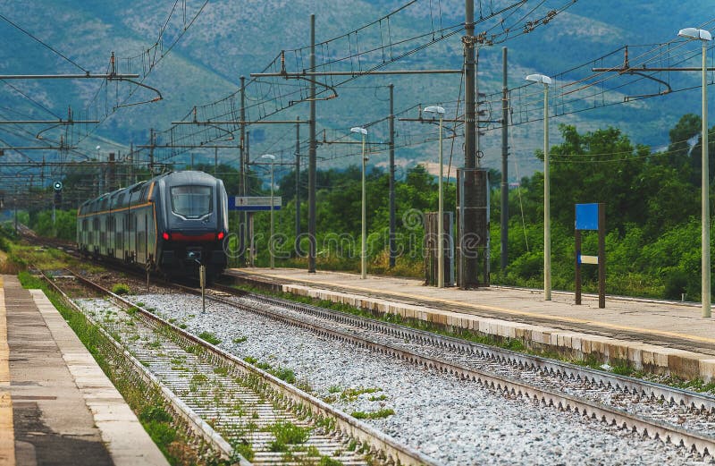 Train Arrives at Regular Rural Train Station Stock Image - Image of ...