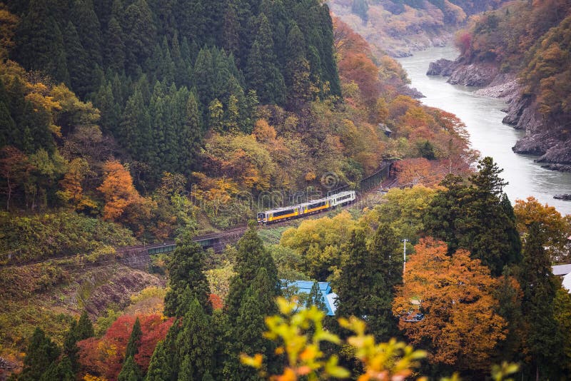 Train in autumn stock photo. Image of iron, mountain - 106986676