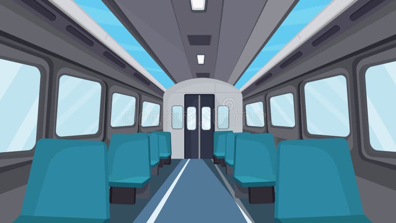 Train the Backside View and People Sitting on the Empty Blue Seats ...