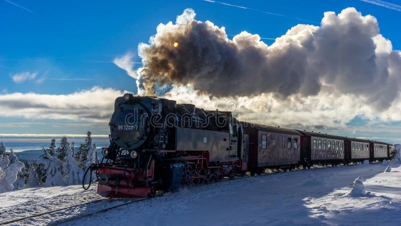 Train in a Beautiful Winter Landscape Editorial Image - Image of ...