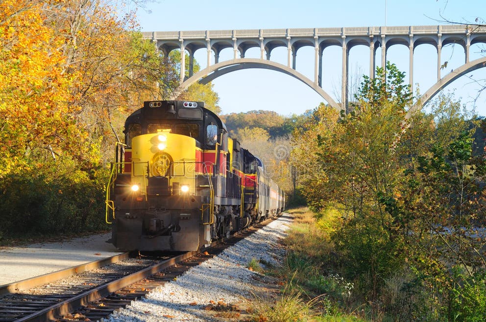Train below bridge stock image. Image of high, fall, color - 16623515