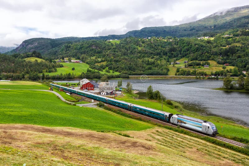 Train of Bergen Railway Near Seimsgrend in Norway Editorial Photo ...