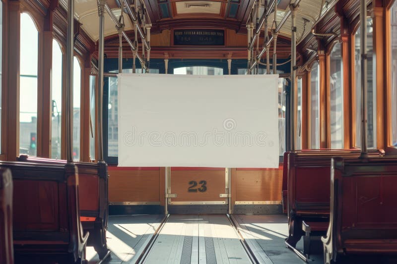 A Train with a Blank White Sign on the Wall Stock Image - Image of ...