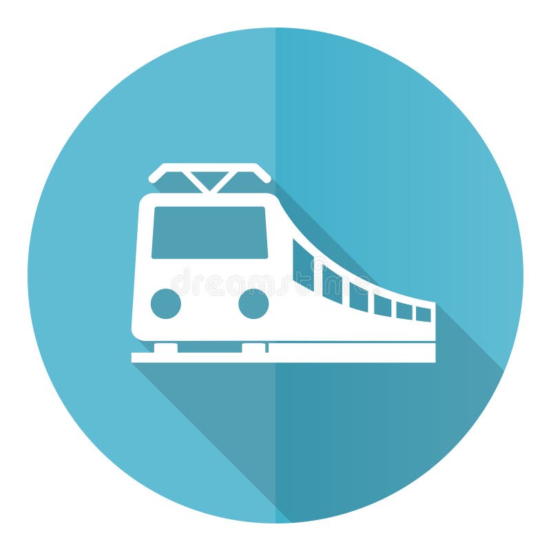 Railway Blue Round Flat Design Vector Icon Isolated on White Background ...