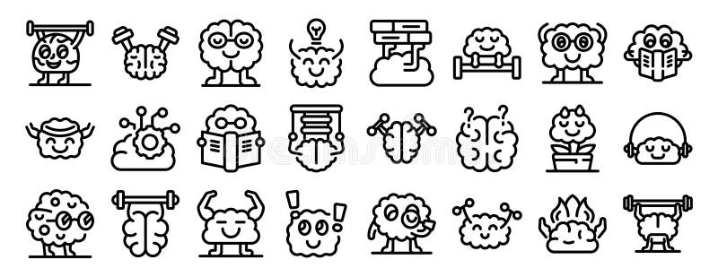 Set of Brain Icons, Vector Illustrations Stock Vector - Illustration of ...
