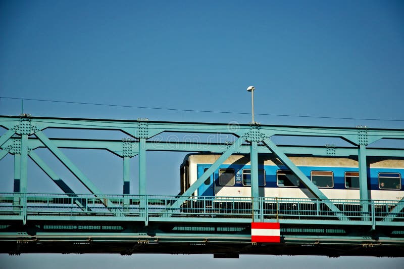 Train on the bridge stock photo. Image of road, commute - 1039498