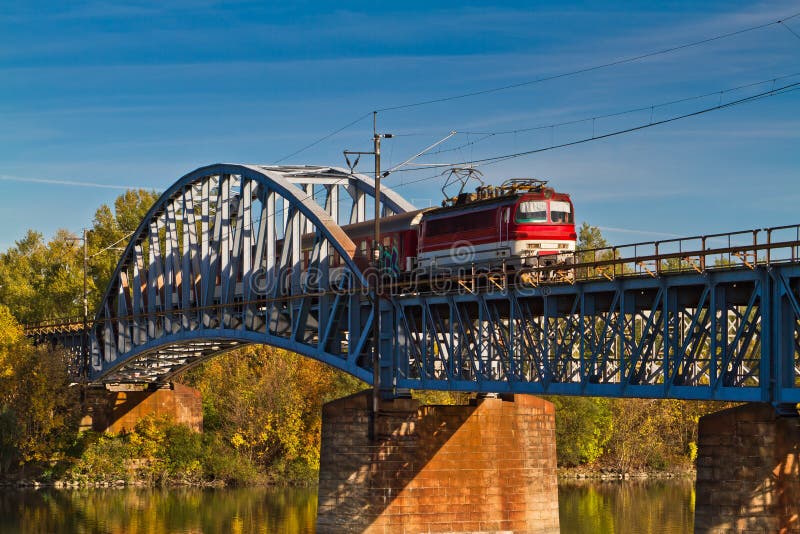 Train on the bridge stock image. Image of europe, bridge - 21657073
