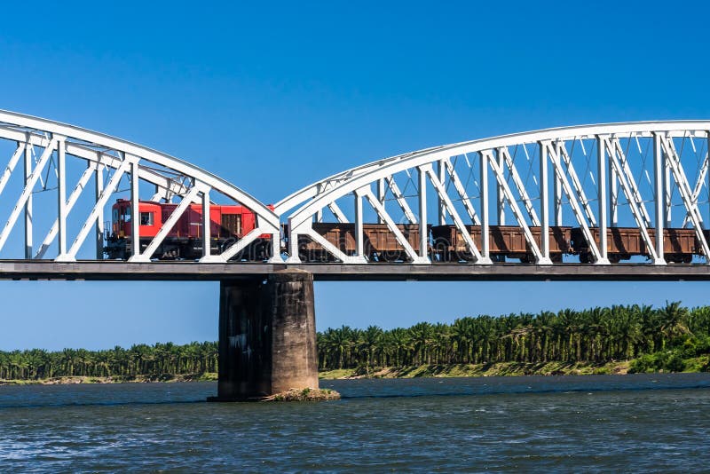 Train on the bridge stock photo. Image of architecture - 28884932