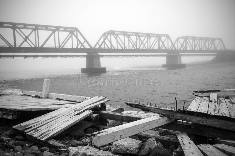 Train Bridge in Barachois Canada Stock Image - Image of rail, road ...