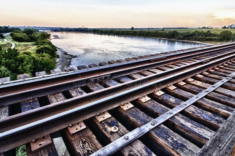 Train Bridge High Over the River Below Stock Photo - Image of track ...