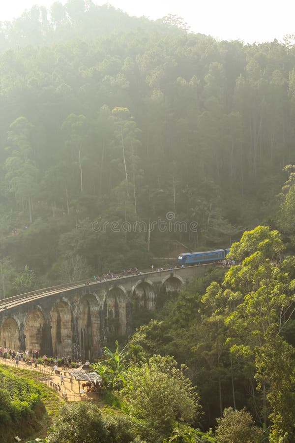 Train on Bridge in Hill Country of Sri Lanka Stock Image - Image of ...