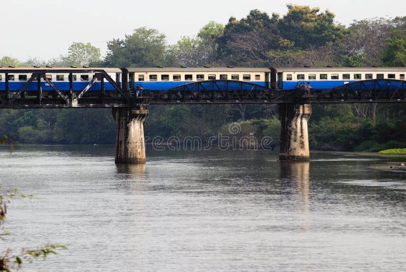 Train on Bridge Over River Kwai Editorial Stock Photo - Image of metro ...
