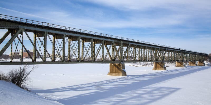Train Bridge in Winter stock photo. Image of train, river - 31197126