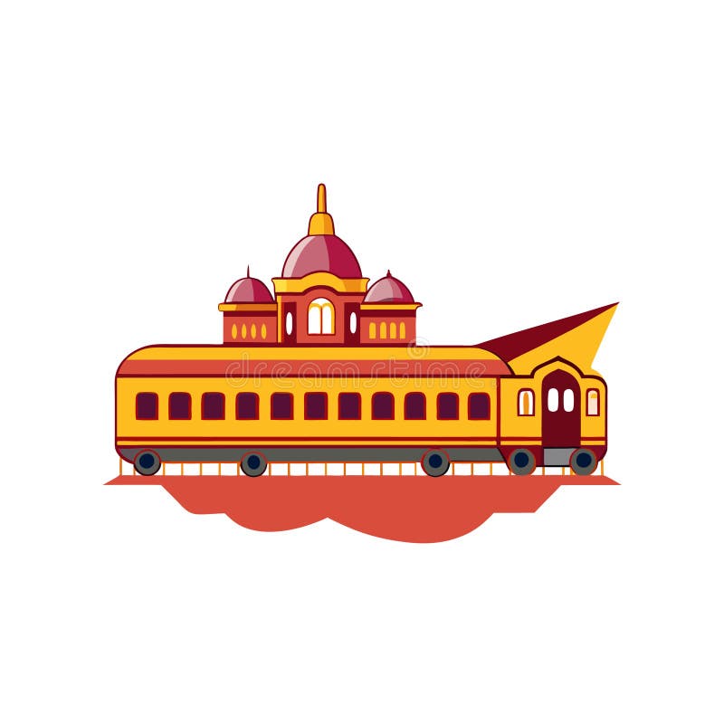 Train with a Building, Architectural Illustration for Transport Stock ...