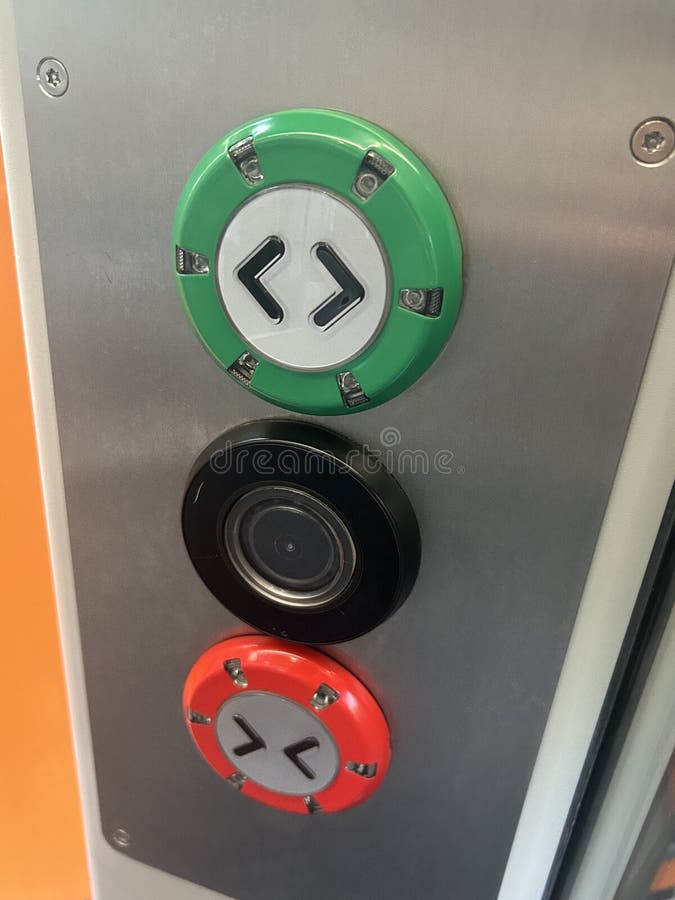 Train Button Panel with Green and Red Buttons and Central Camera Stock ...