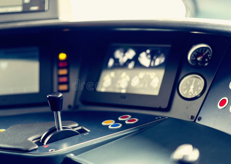 Train cabin stock image. Image of electricity, dashboard - 221782791