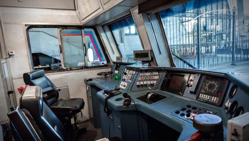 Train cabin stock image. Image of engineer, dashboard - 55100509
