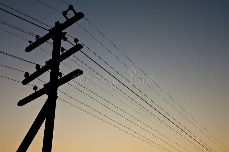 Train Cable Pillar at Twilight Stock Image - Image of color, cable ...