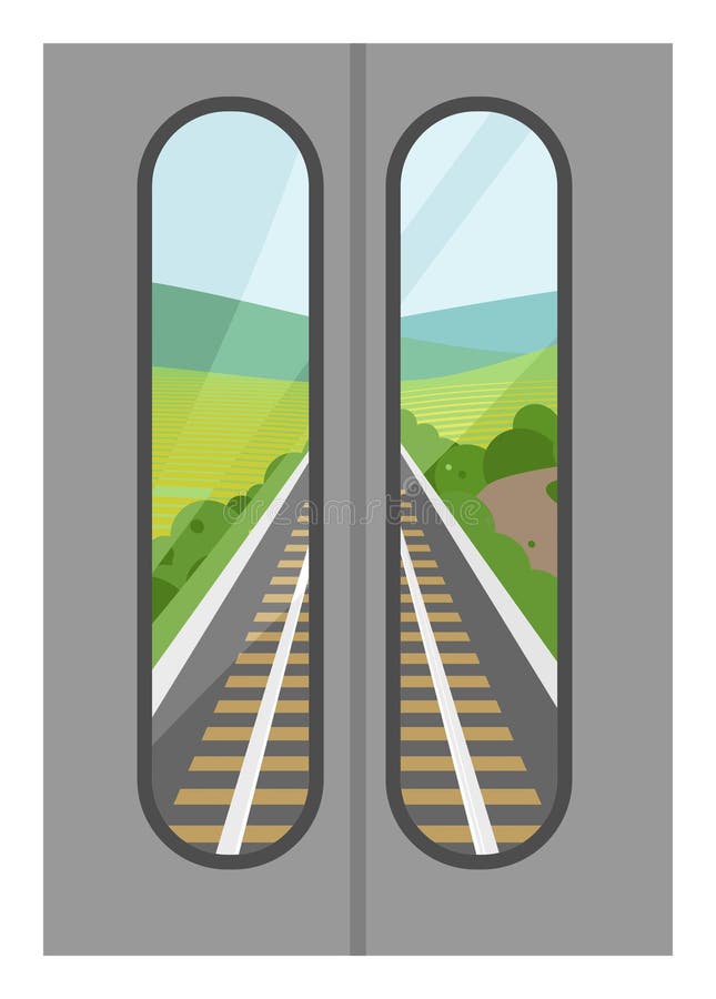 Train Car Back Ride View. Simple Flat Illustration in Perspective View ...