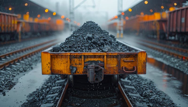 A Train Car is Filled with Coal Stock Photo - Image of station, rail ...