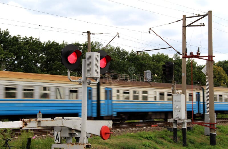 Train Car Passes a Closed Barrier at a Railway Crossing Stock Image ... Train Car Passes a Closed Barrier at a Railway Crossing Stock Image ...