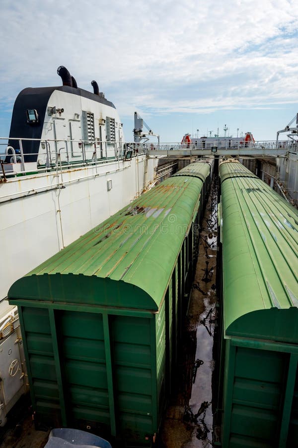 Train on the cargo vessel stock photo. Image of marine - 82660528