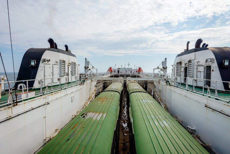 Train on the cargo vessel stock photo. Image of international - 82661358