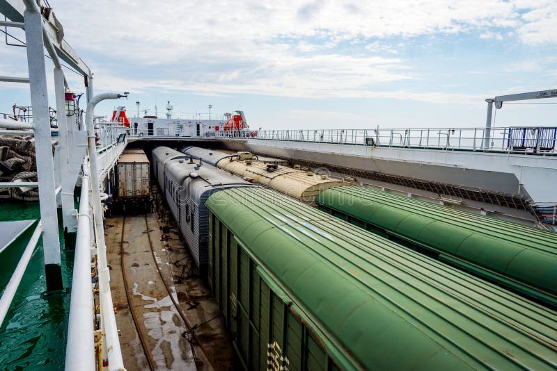 Train on the cargo vessel stock image. Image of nautical - 82673515