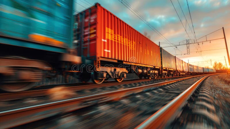 Train Carrying Containers for Business Logistics and Transportation ...