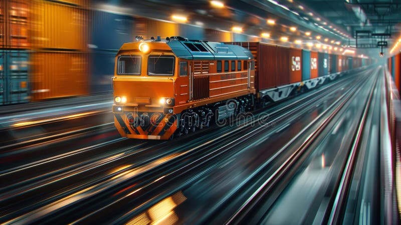 Train Carrying Containers for Business Logistics and Transportation ...