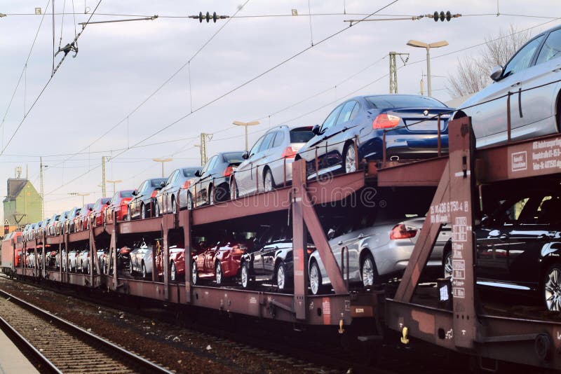The Train with Cars - Automobile Stock Photo - Image of competition ...