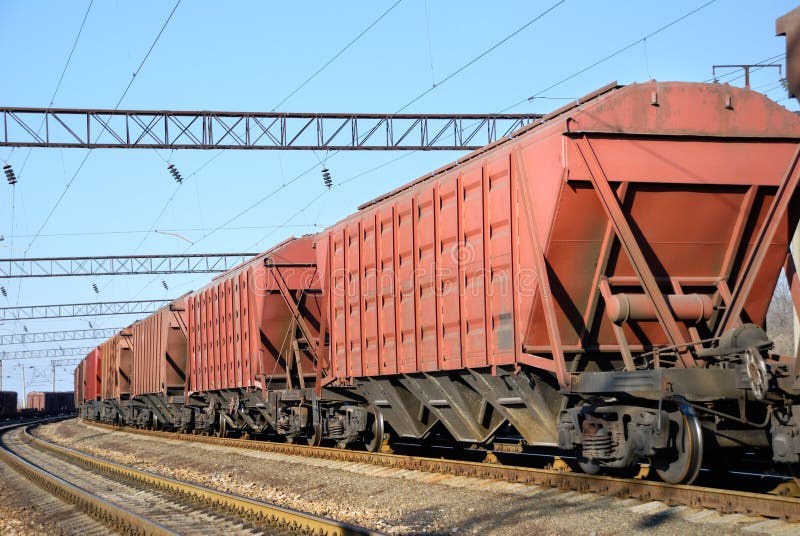 The Train with Cars for Dry Cargo Stock Image - Image of motion ...