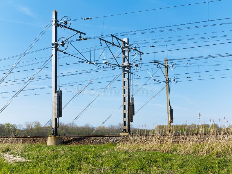 Train catenary stock image. Image of high, light, industrial - 39845167