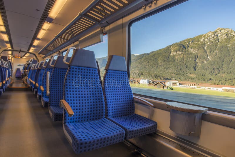 Train Chairs and View through Window Stock Image - Image of technology ...