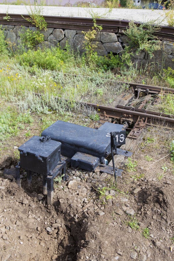 Train Changing Line System on a Railroad Stock Image - Image of ...