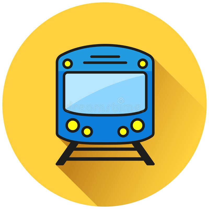 Train Circle Orange Flat Icon Stock Vector - Illustration of metro ...