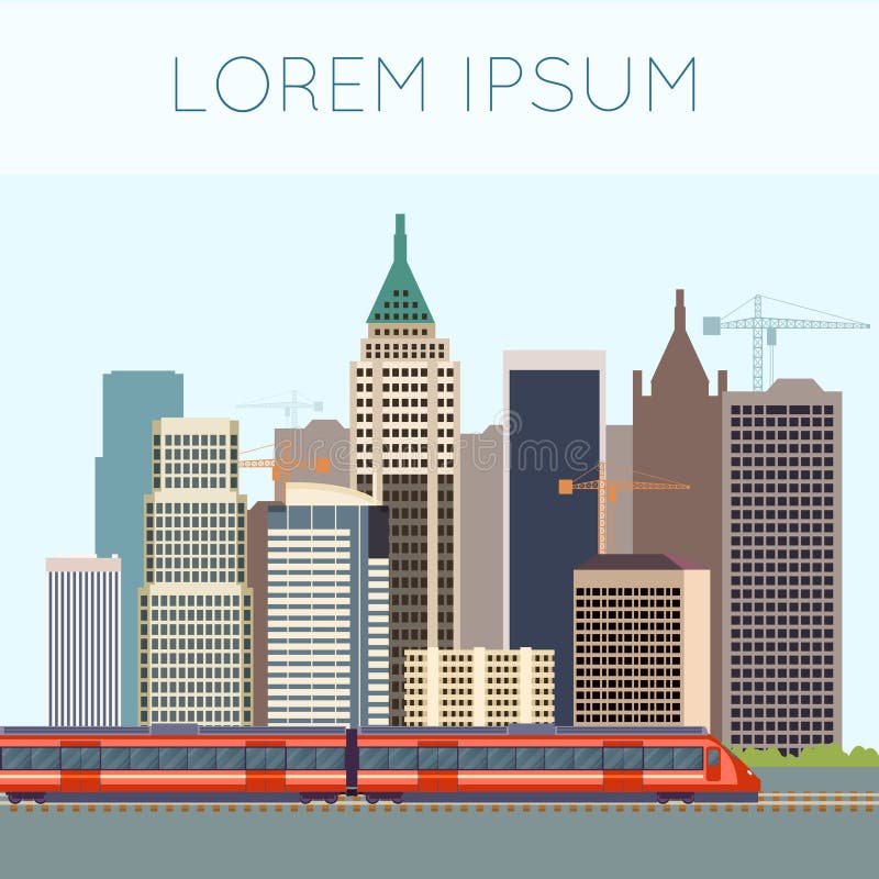 Train in city banner stock vector. Illustration of engine - 66355032