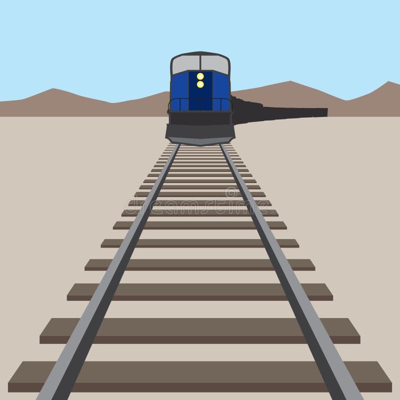 Train Coming Down the Tracks Stock Illustration - Illustration of ...