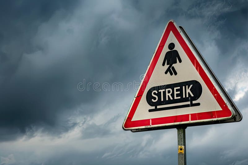 A Train is Coming Next To a Sign that Says Strike Stock Image - Image ...