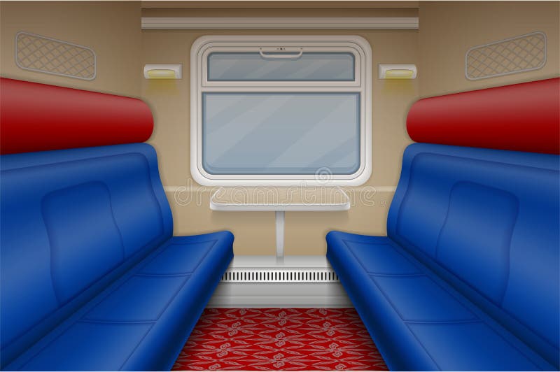 Cartoon Train Inside Interior And Window View. Vector Stock Vector ...