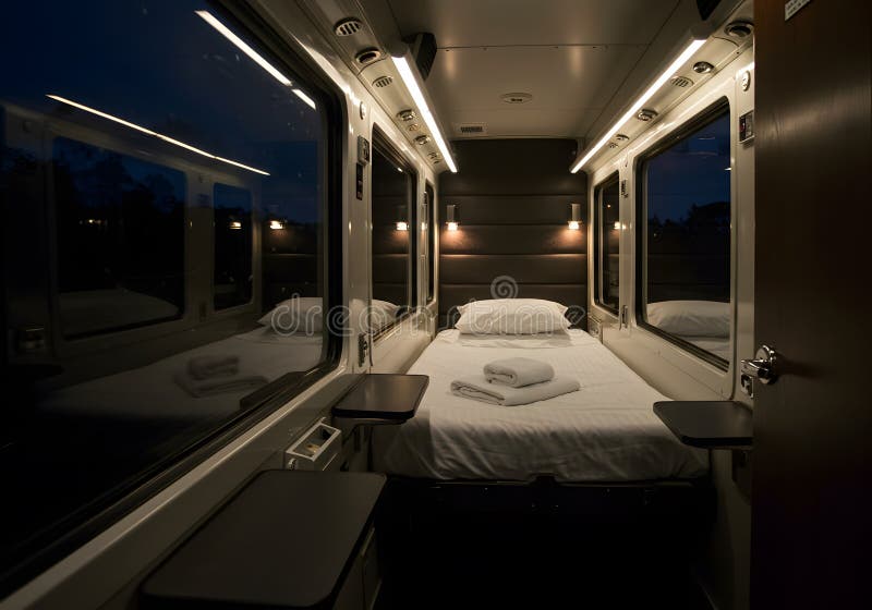 Train Compartment Interior Night View Stock Illustration - Illustration ...