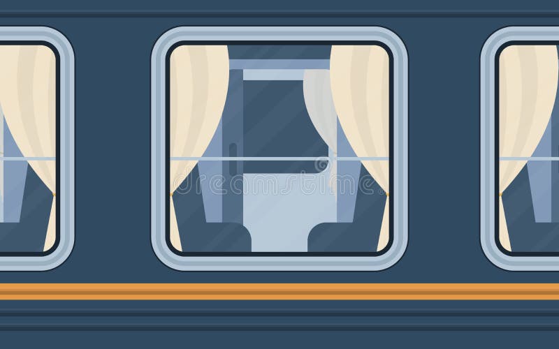 Train Compartment Windows. Rail Transport Outside. Cartoon Style. Flat ...
