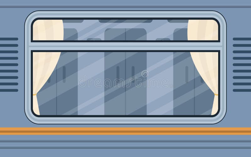 Train Compartment Windows. Rail Transport is Shown Outside. Cartoon ...