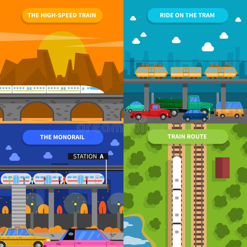 Passengers in Train Composition Stock Illustration - Illustration of ...